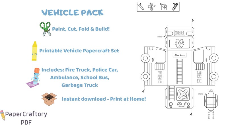 Printable Paper Craft for Kids, Printable 3D Toys Vehicles (PDF ...