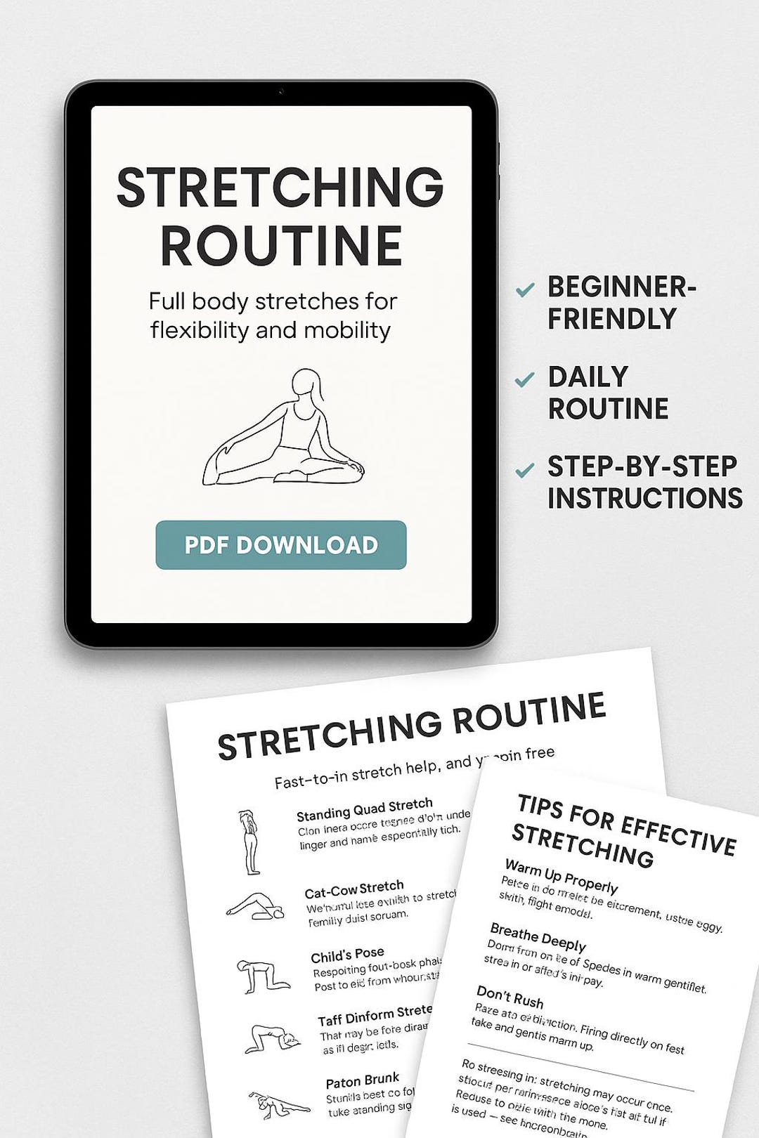 Printable Stretch Routine - Stretching Exercises for Beginners ...