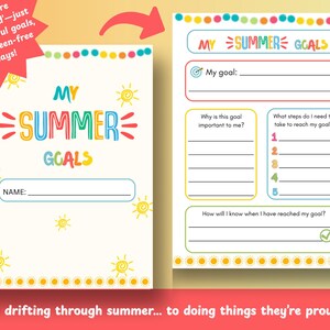 Summer Goal Setting Worksheet for Kids | Printable Goal Planner for ...