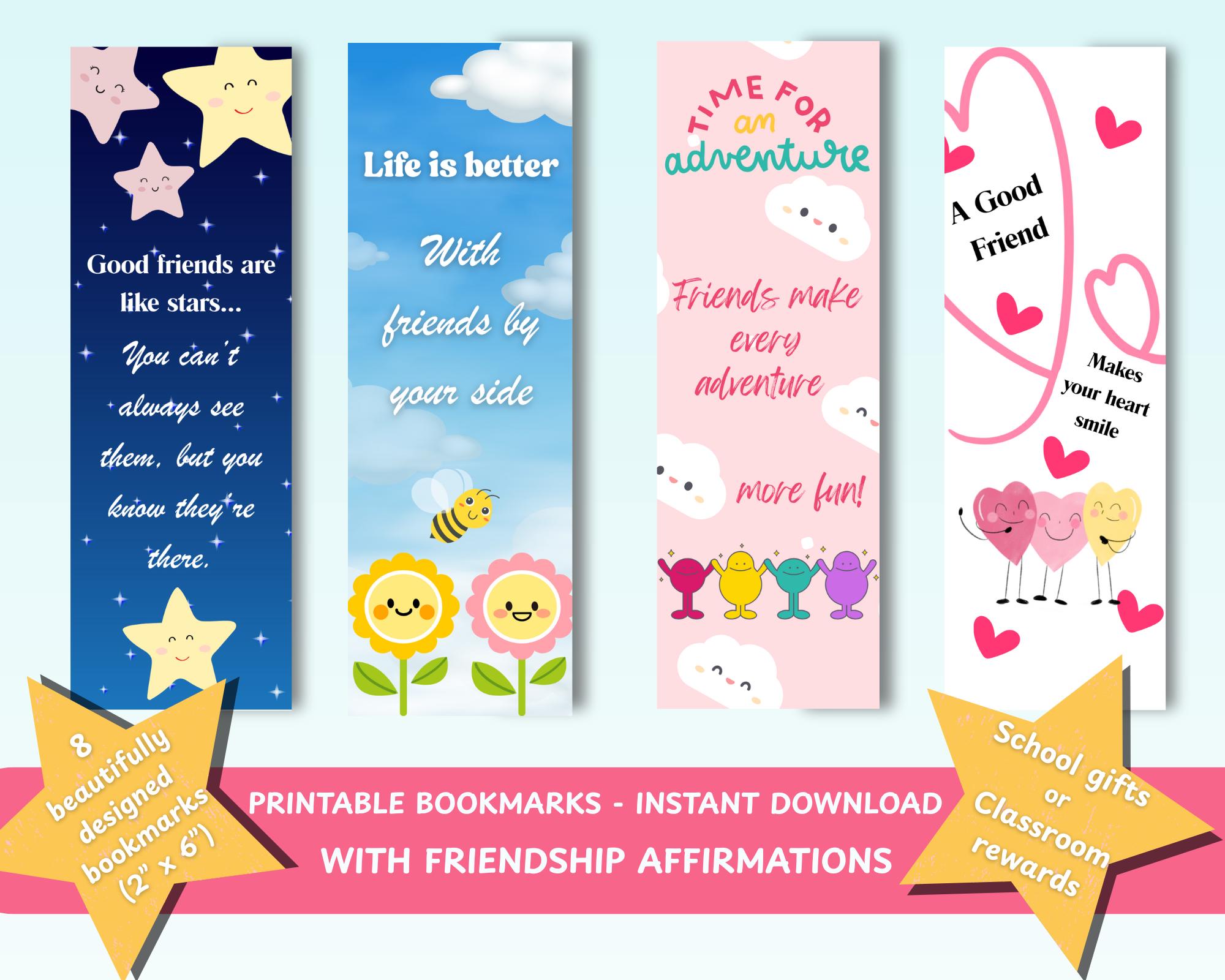 Printable Friendship Bookmarks for Kids | Positive Affirmations ...