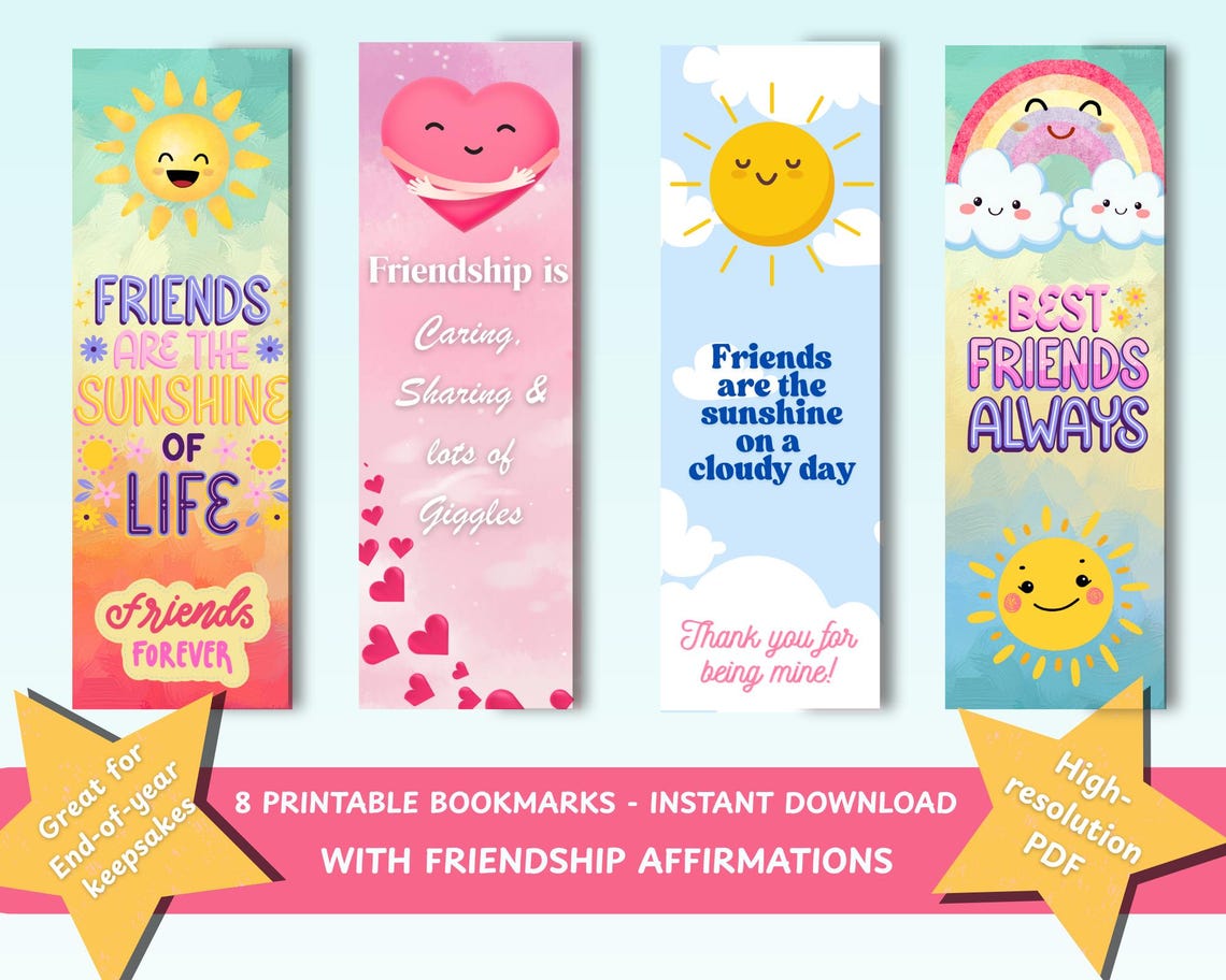 Printable Friendship Bookmarks for Kids | Positive Affirmations ...