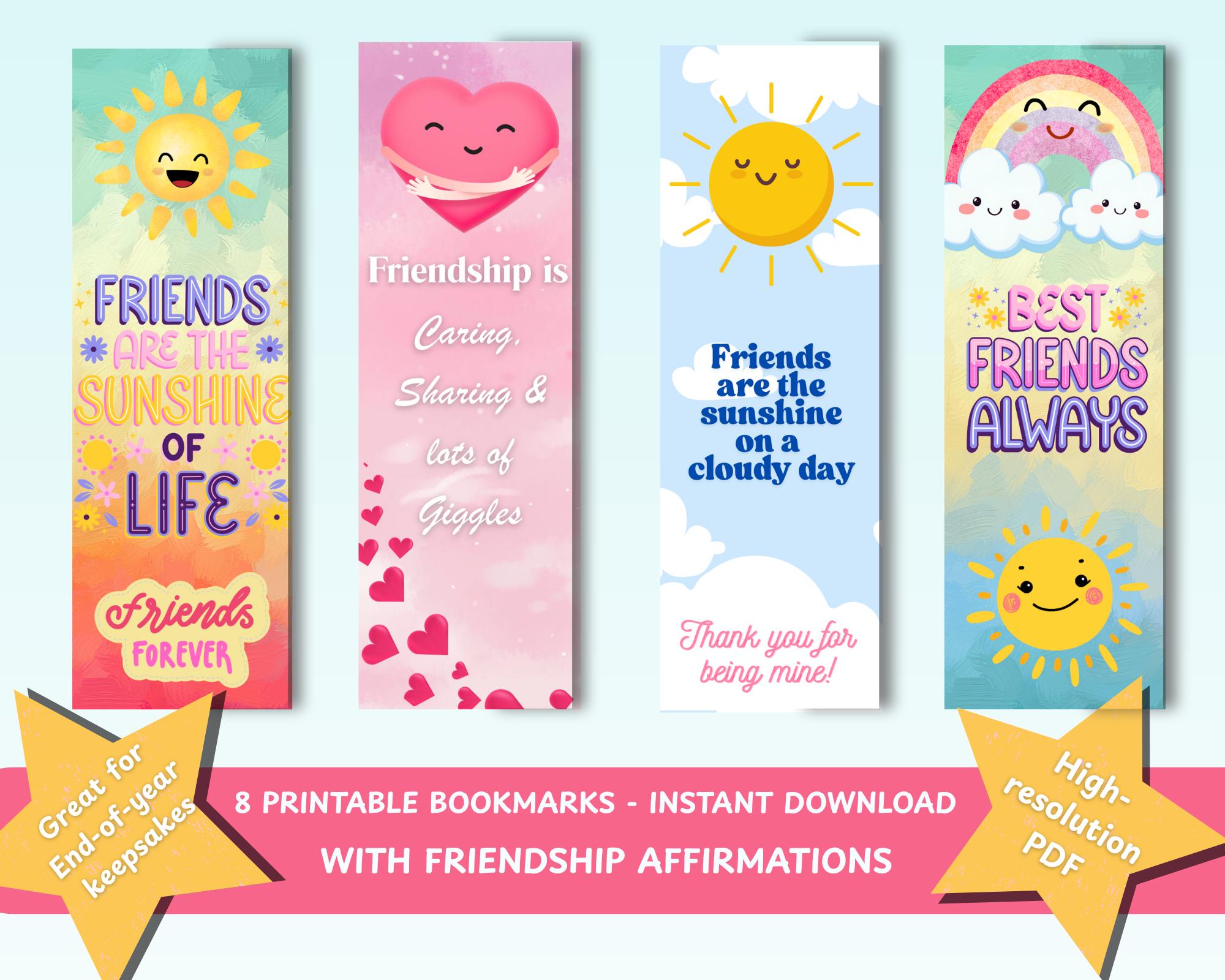 Printable Friendship Bookmarks for Kids | Positive Affirmations ...