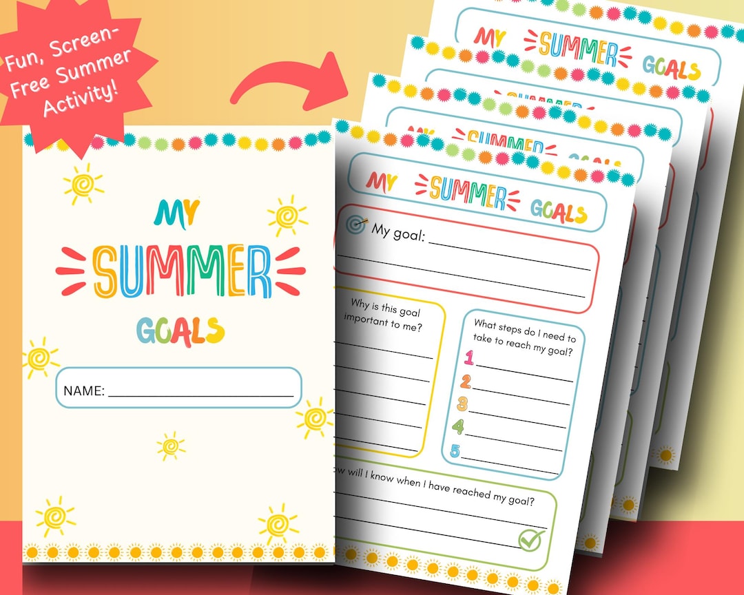 Summer Goal Setting Worksheet for Kids | Printable Goal Planner for ...