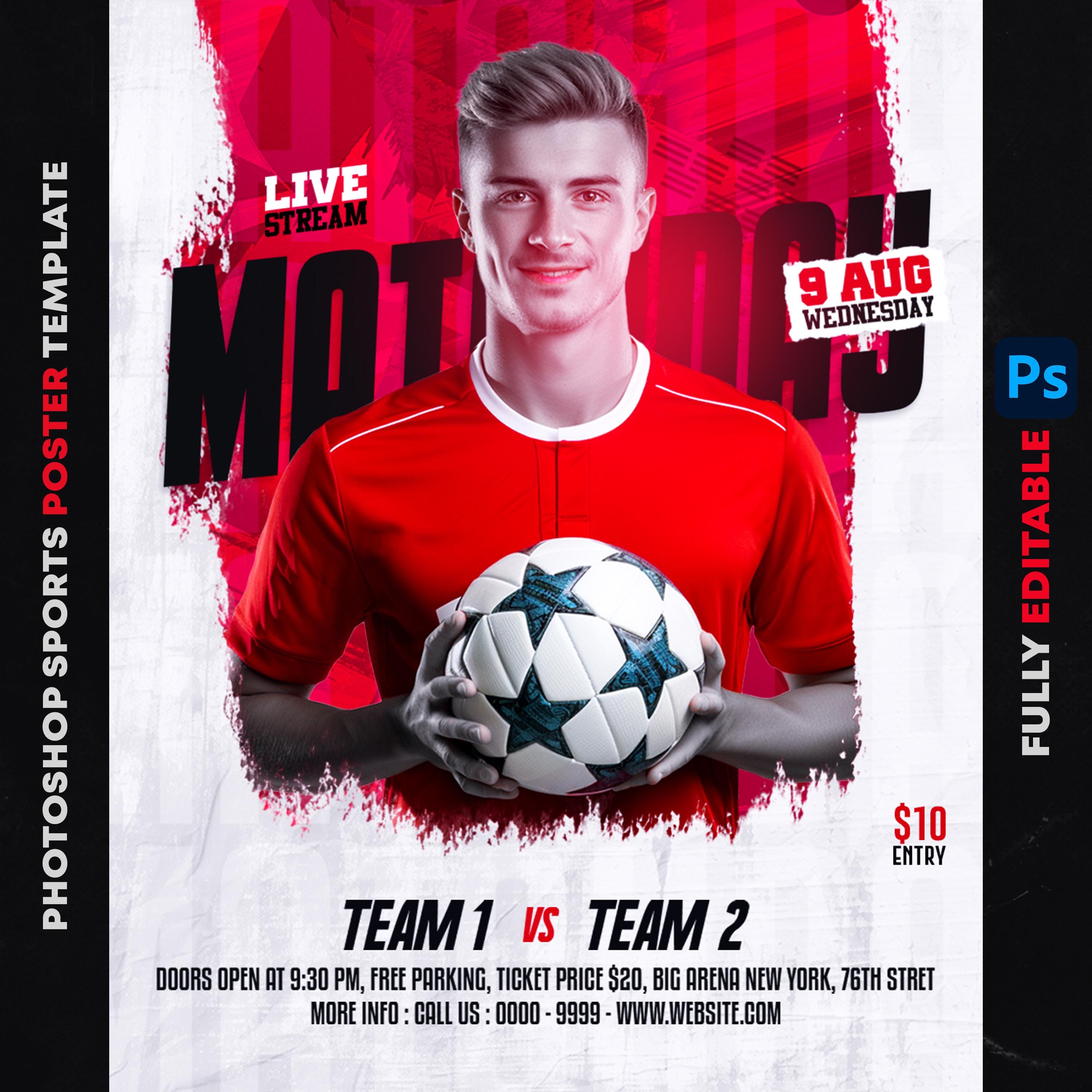 Editable Sports Poster Template PSD: Customizable Photoshop Design ...