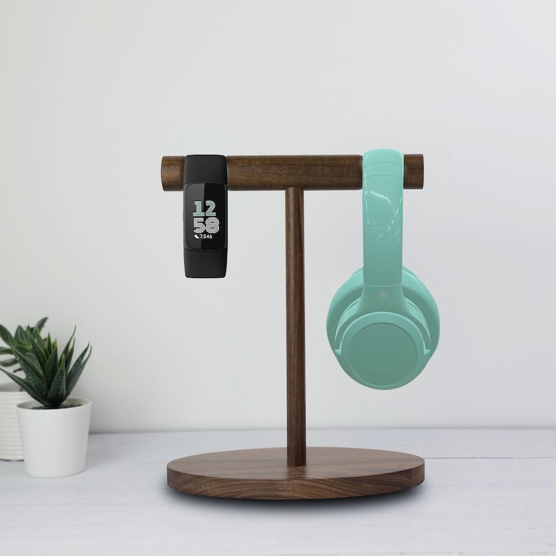 Dual WALNUT HEADPHONE STAND for Two Over-ear Sets – Natural Wood ...