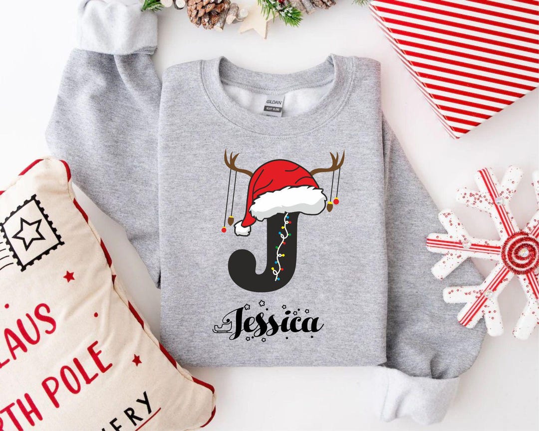Personalised Initial Name Jumper, Family Christmas Hoodies, Xmas ...