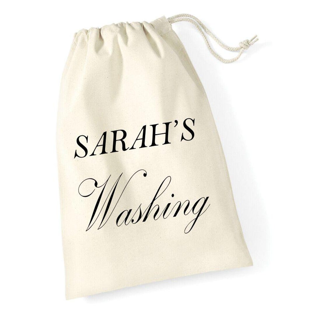 Personalised Cotton Laundry Bag: Custom Name Drawstring Storage for ...