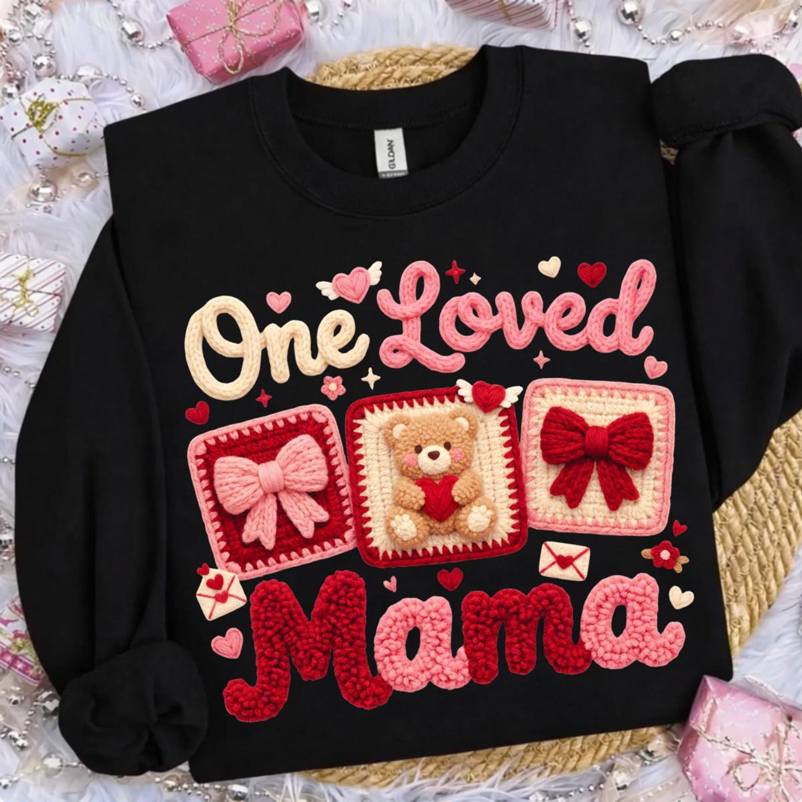 Crochet MAMA Png Bundle Faux Yarn Bow 3D Crochet Mama Knitted Valentine ...