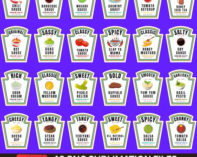 40+ Condiments Shirt Design PNG Bundle Condiment Labels PNG Group ...