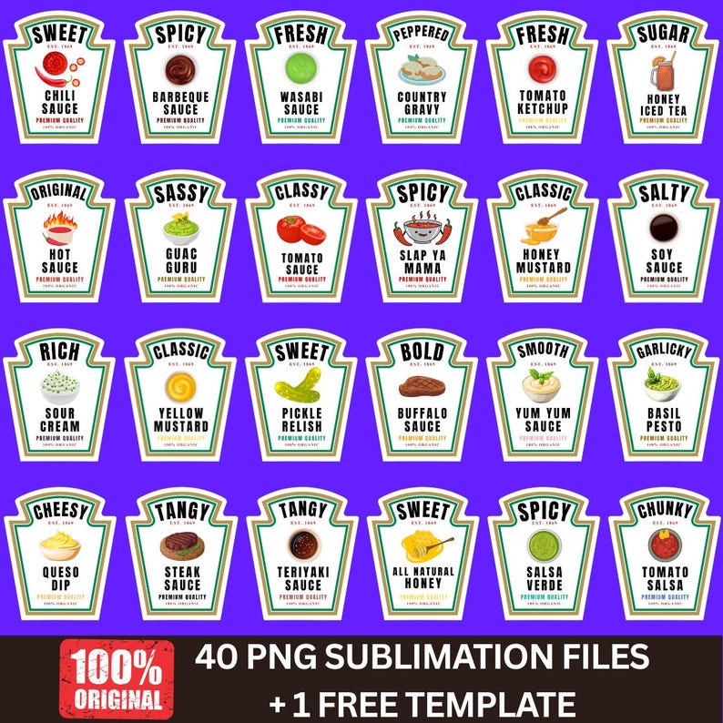 40+ Condiments Shirt Design PNG Bundle Condiment Labels PNG Group ...