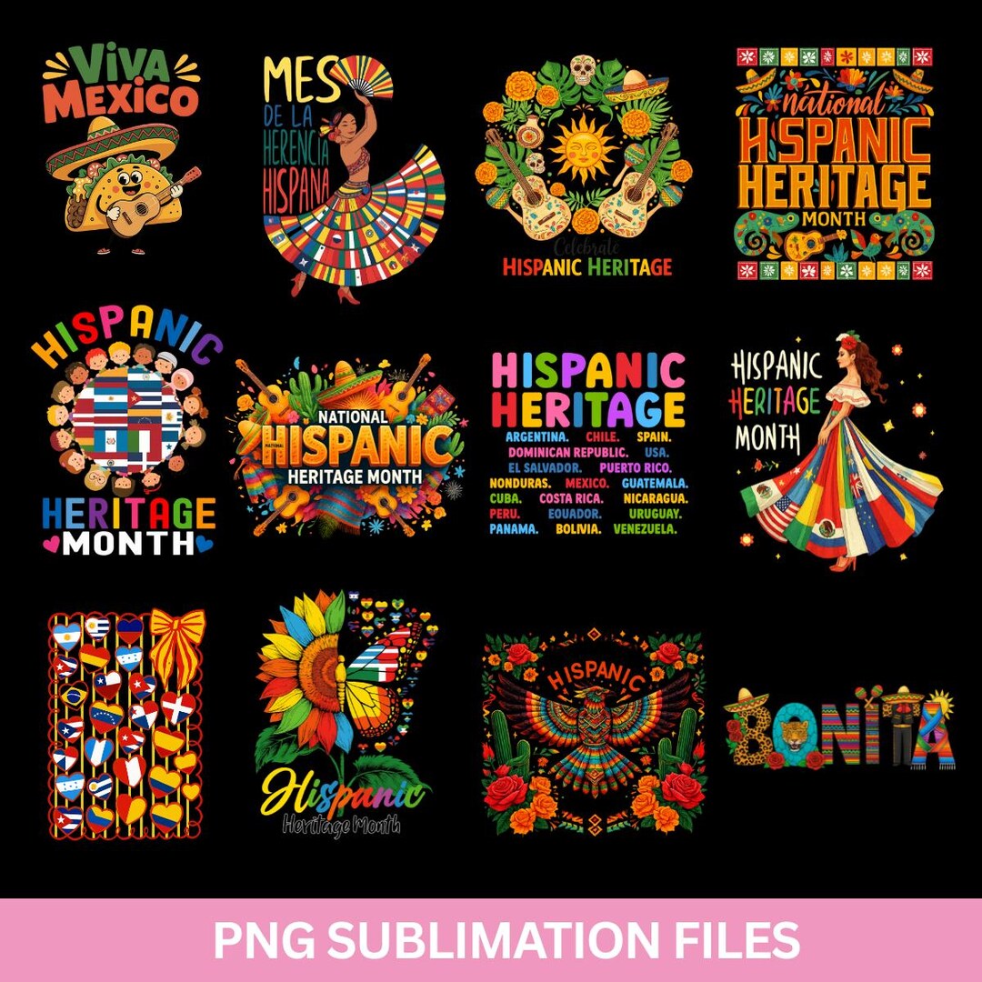 Mes De La Herencia Hispana Png Bundle Hispanic Heritage Month PNG ...