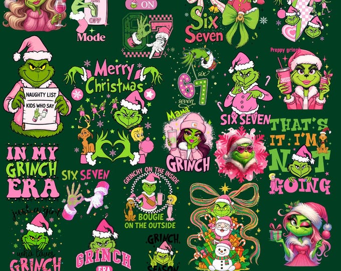 24 Green Guy Christmas Bundle PNG Merry Green Mean Guy Funny Six Seven ...
