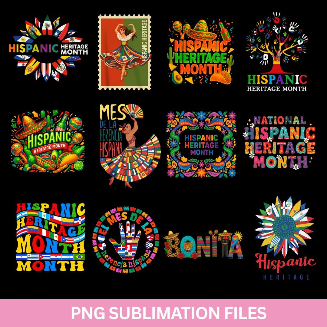 National Hispanic Heritage Month Png Bundle Happy Hispanic Flags ...
