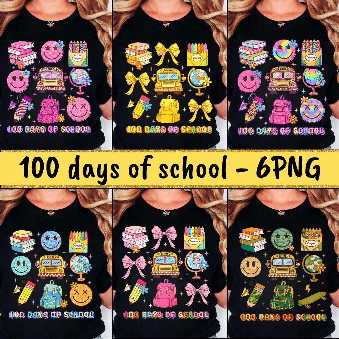 Preppy 100 Days of School PNG Bundle 100 Days of School 100th Day of ...