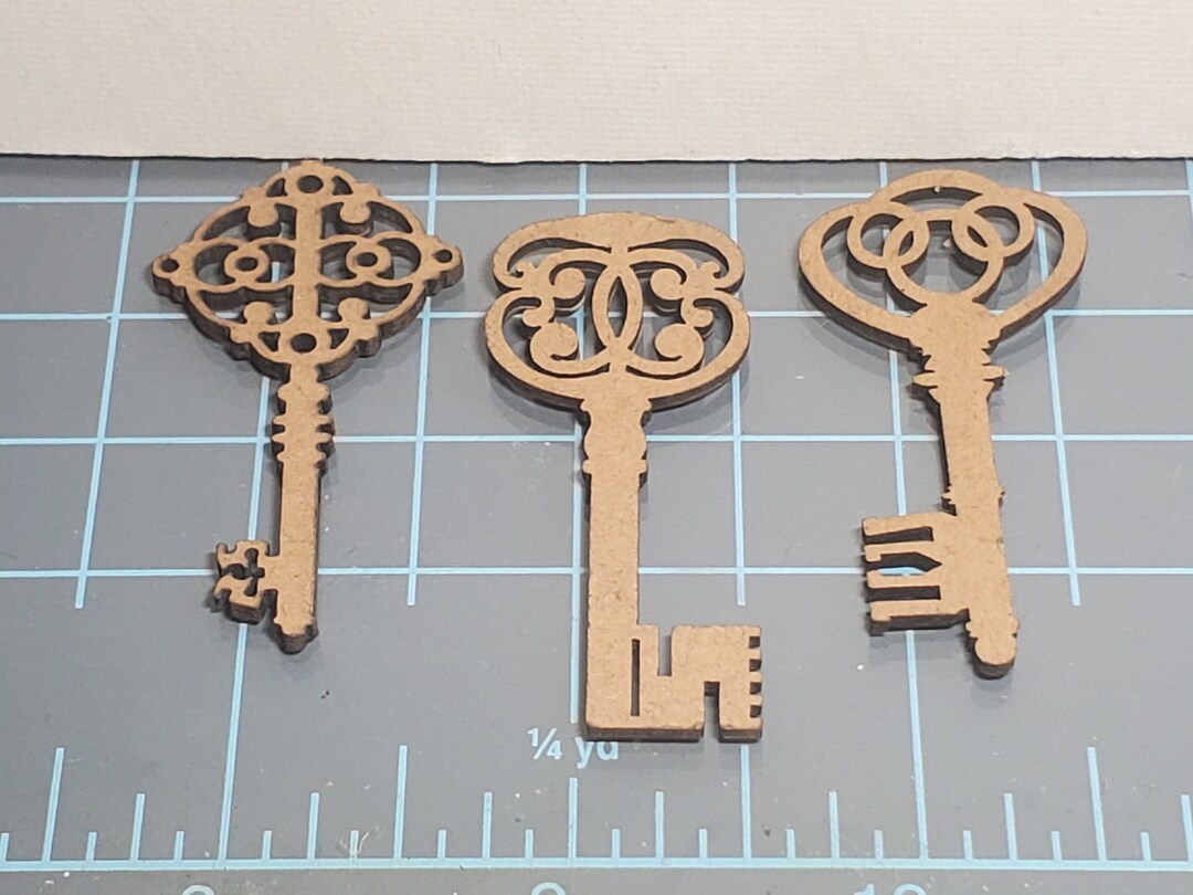 Miniature Wooden Laser Cut Keys, Set of 3 - Etsy