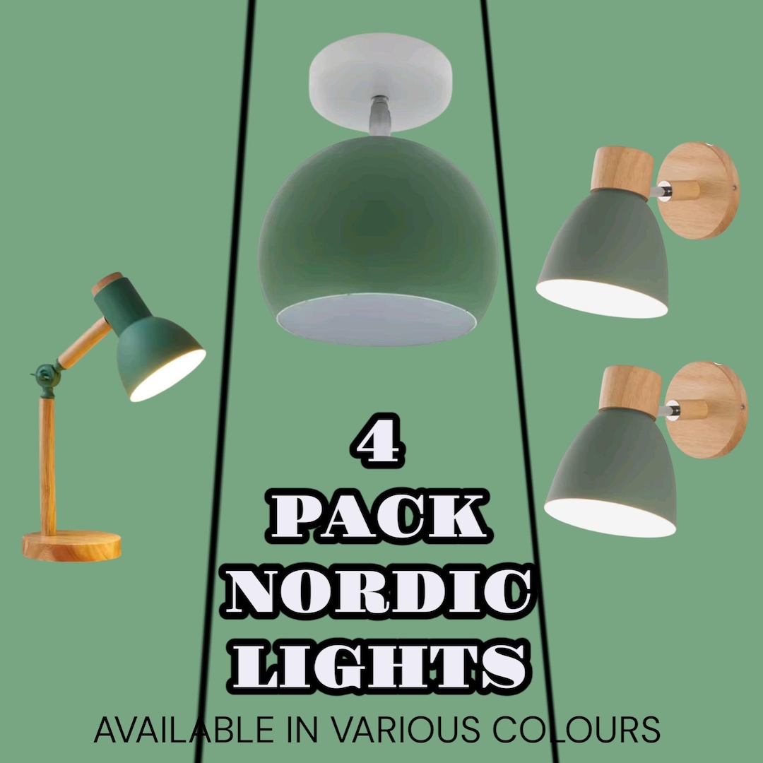 Nordic Style Lighting Set: Ceiling Light, Wall Lights & Table Lamp - Etsy