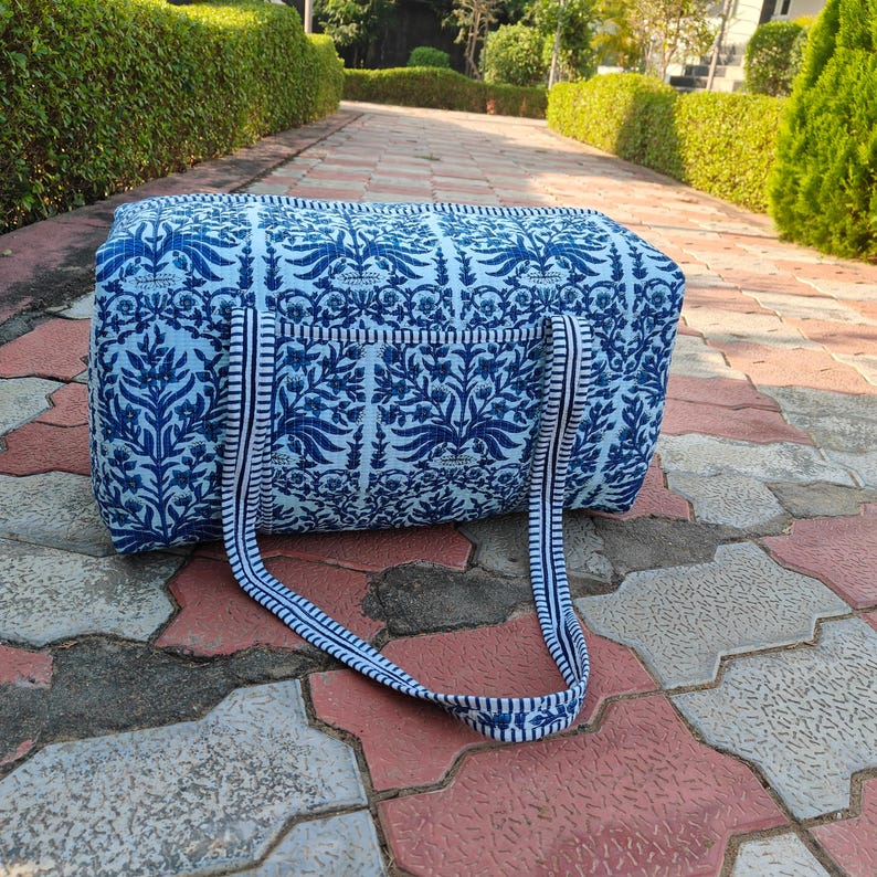 Colorful Quilted Duffle Bag | Handmade Cotton Weekender| Lightweight ...