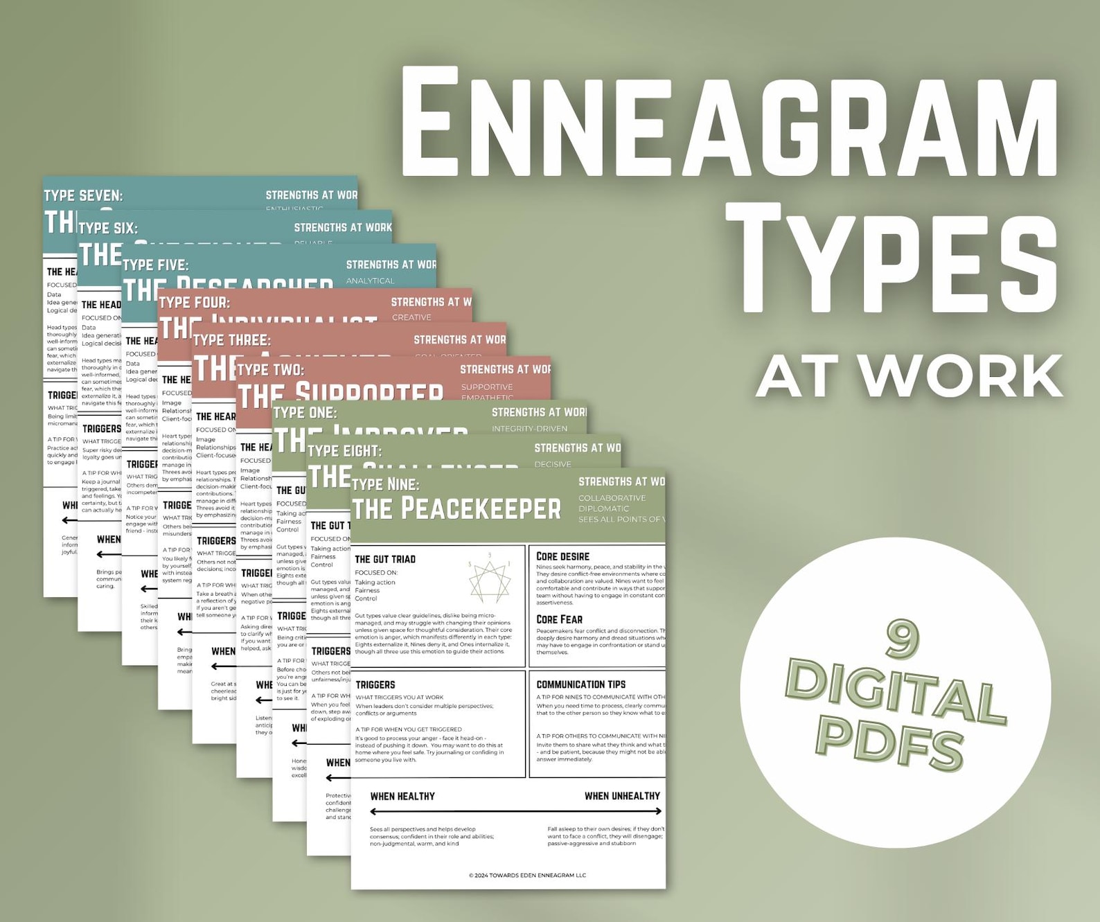The 9 Enneagram Types at Work | Digital Download | Strengths, Triggers ...