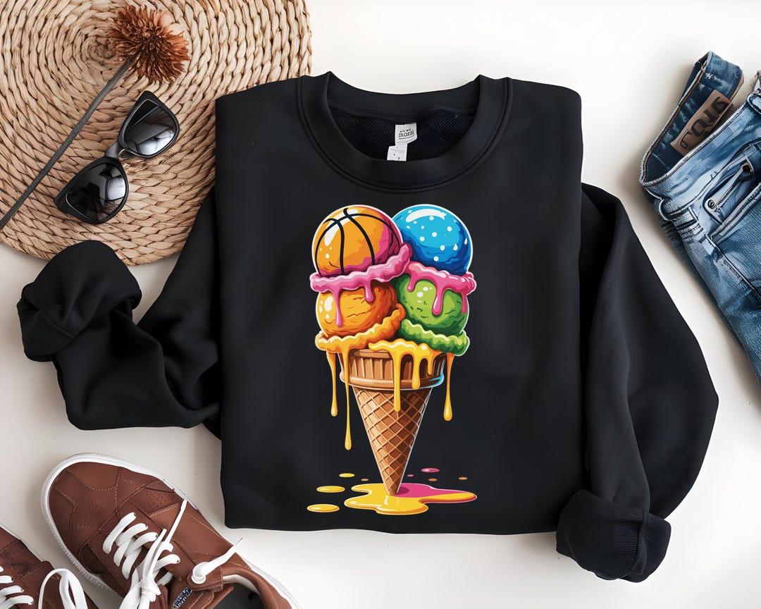 Drippy Basketball Ice Cream PNG | Colorful Summer Sublimation Clipart ...