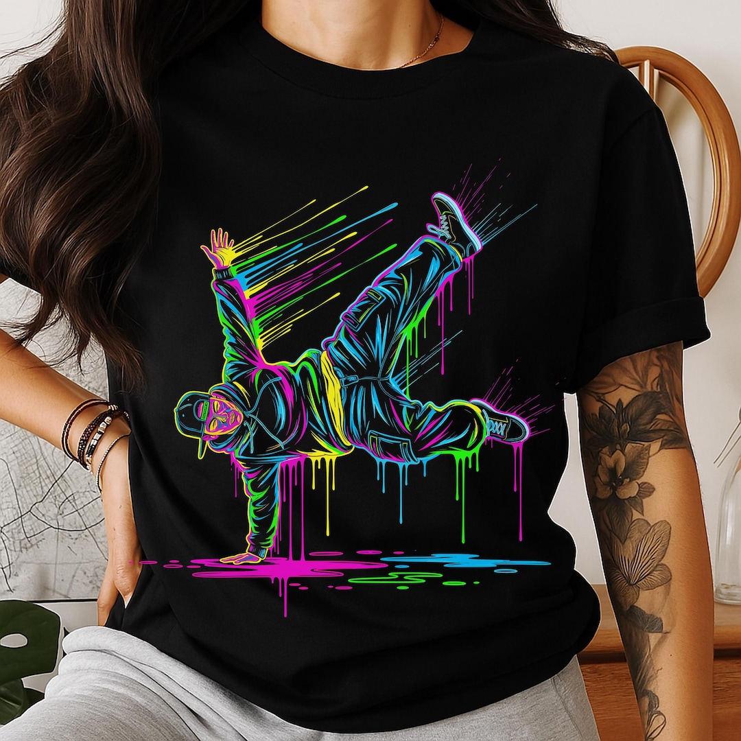 Neon Breakdancer PNG | Urban Street Art Clipart | Colorful Hip Hop Drip ...
