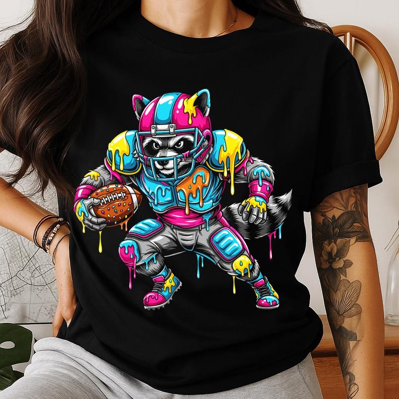 Drippy Animal Football Player PNG Bundle | 9 Neon Sports Clipart ...