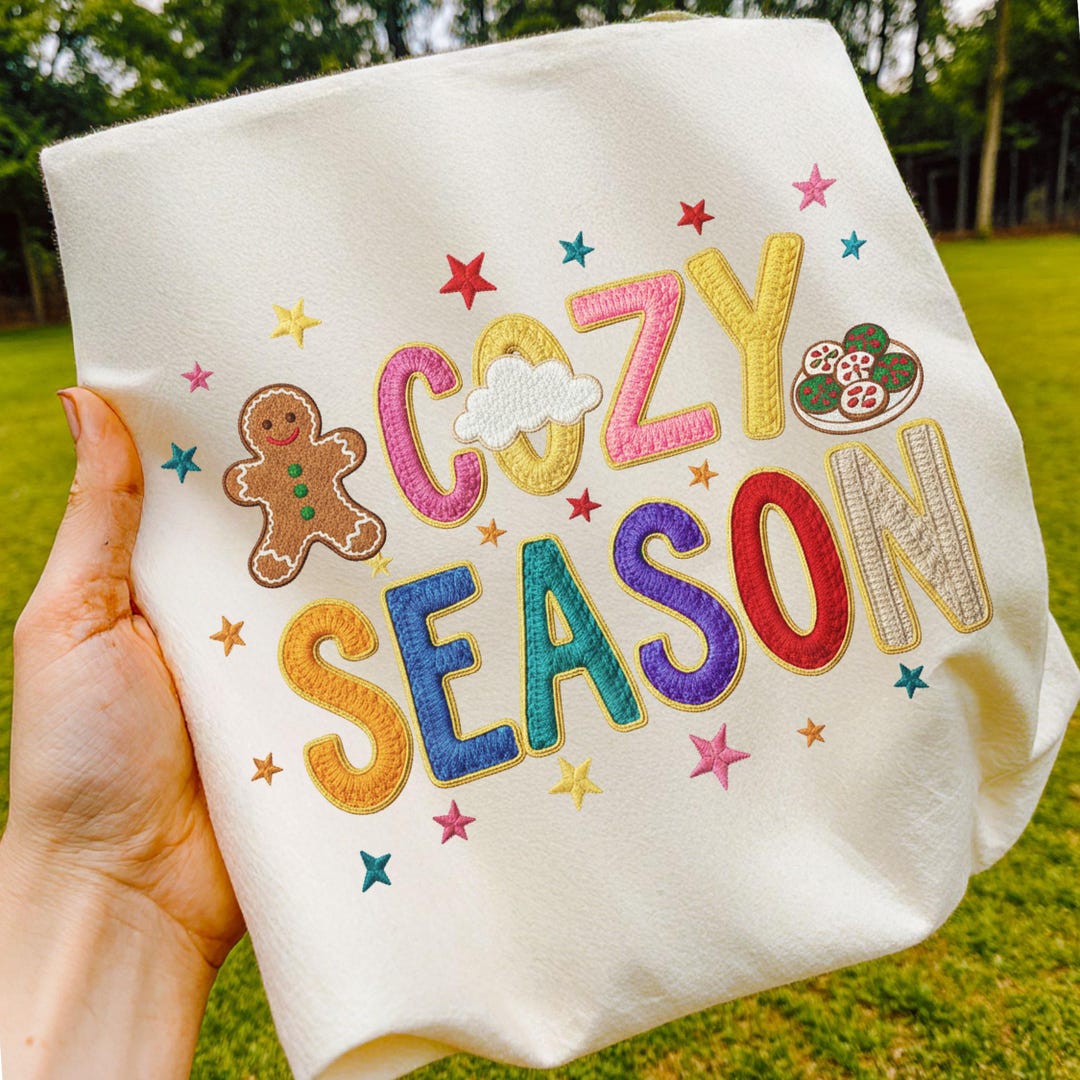 Cozy Season Embroidered PNG |preppy Thanksgiving PNG | Festive Winter ...
