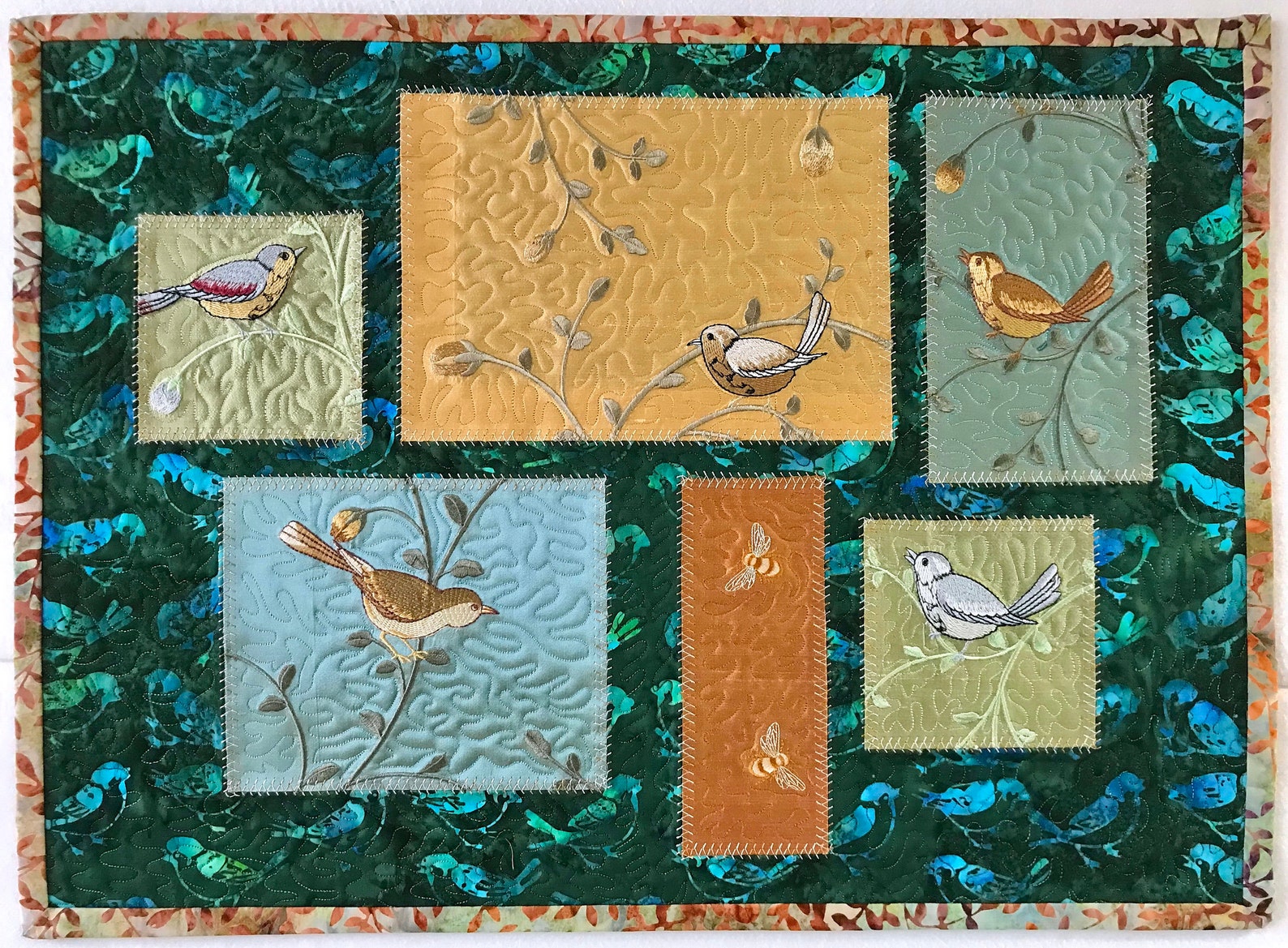 Bird Art Quilt, Bird Tapestry - Etsy