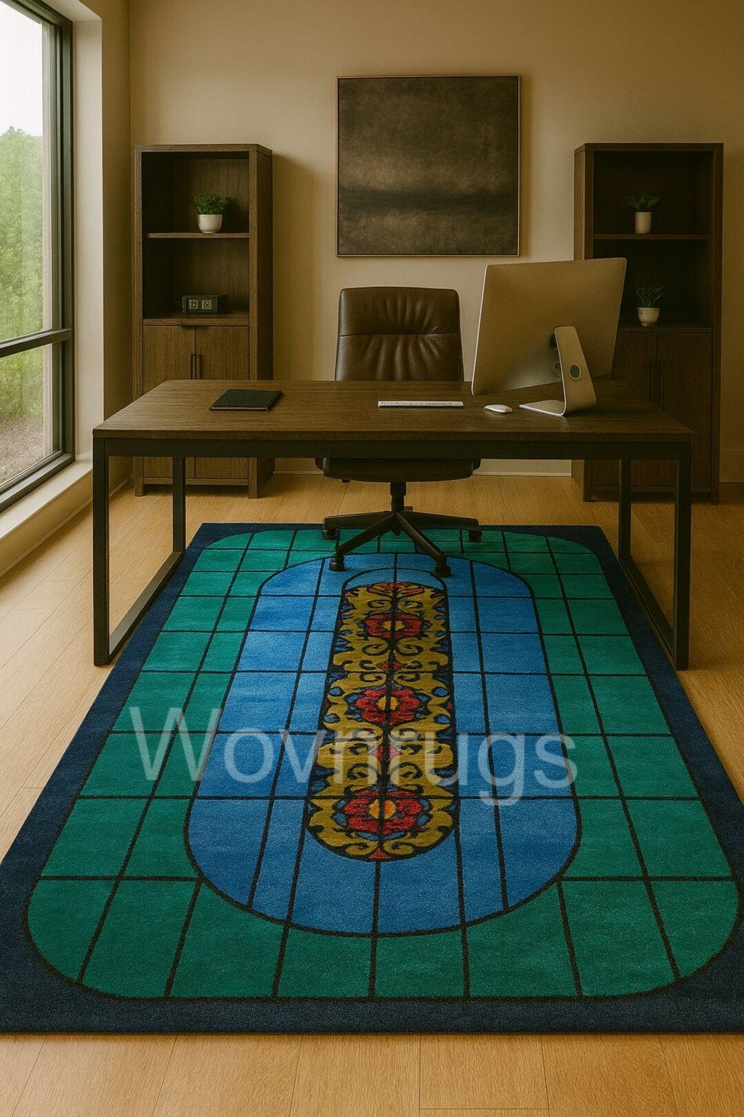 Stained Glass Elegance Rug | Hand-tufted Wool Area Rug - Etsy
