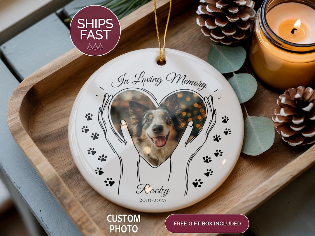 Dog Memorial Ornament, Custom Photo Dog Ornament, Personalized in ...