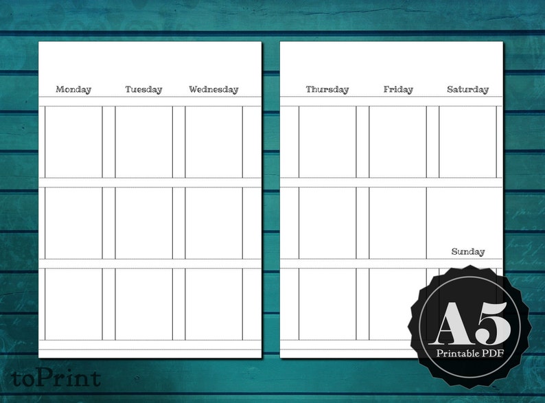 Vertical Boxes Planner Inserts - A5 Printable Planner - Handwritten ...