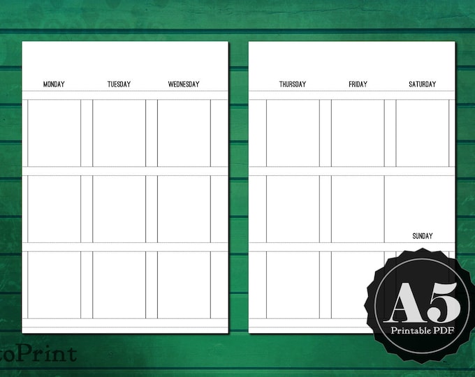 Erin Condren Style Printable Weekly Planner A5 Size Box Week Planner ...