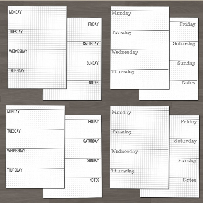 Weekly Grid Planner Inserts A5 Printable Planner Bullet - Etsy