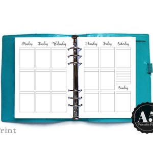 Weekly Box Planner Inserts - A5 Printable - Calligraphy Script Weekly ...