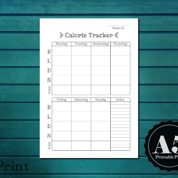 Printable Calorie Chart - Etsy