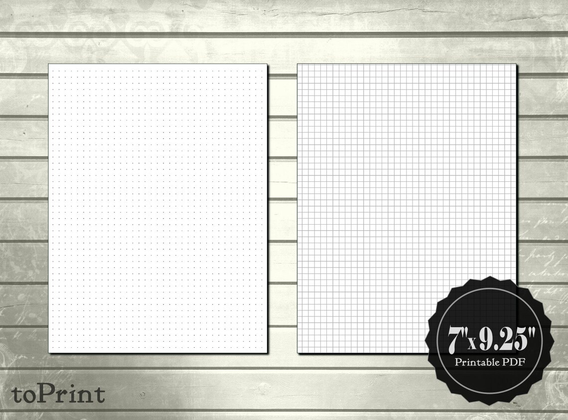 5mm Square Grid and Dot Grid 7"x9.25" Size Printable Planner Pages ...
