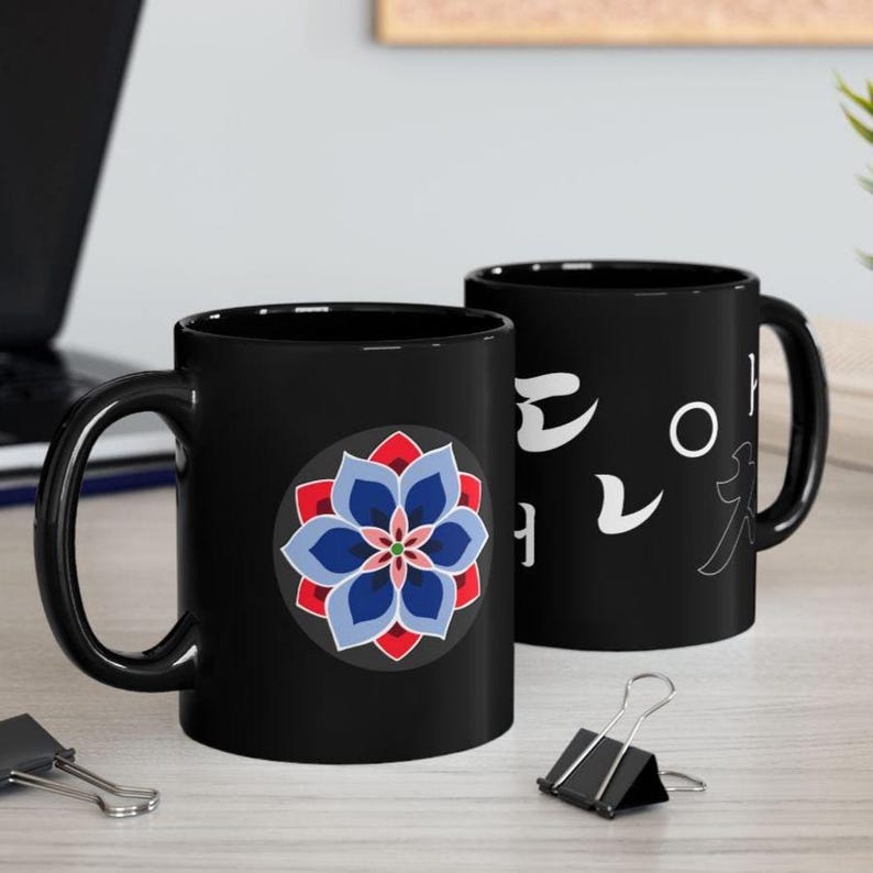 Korean Dancheong Mug, Red Lotus Flower Pattern | Asian Heritage Coffee ...