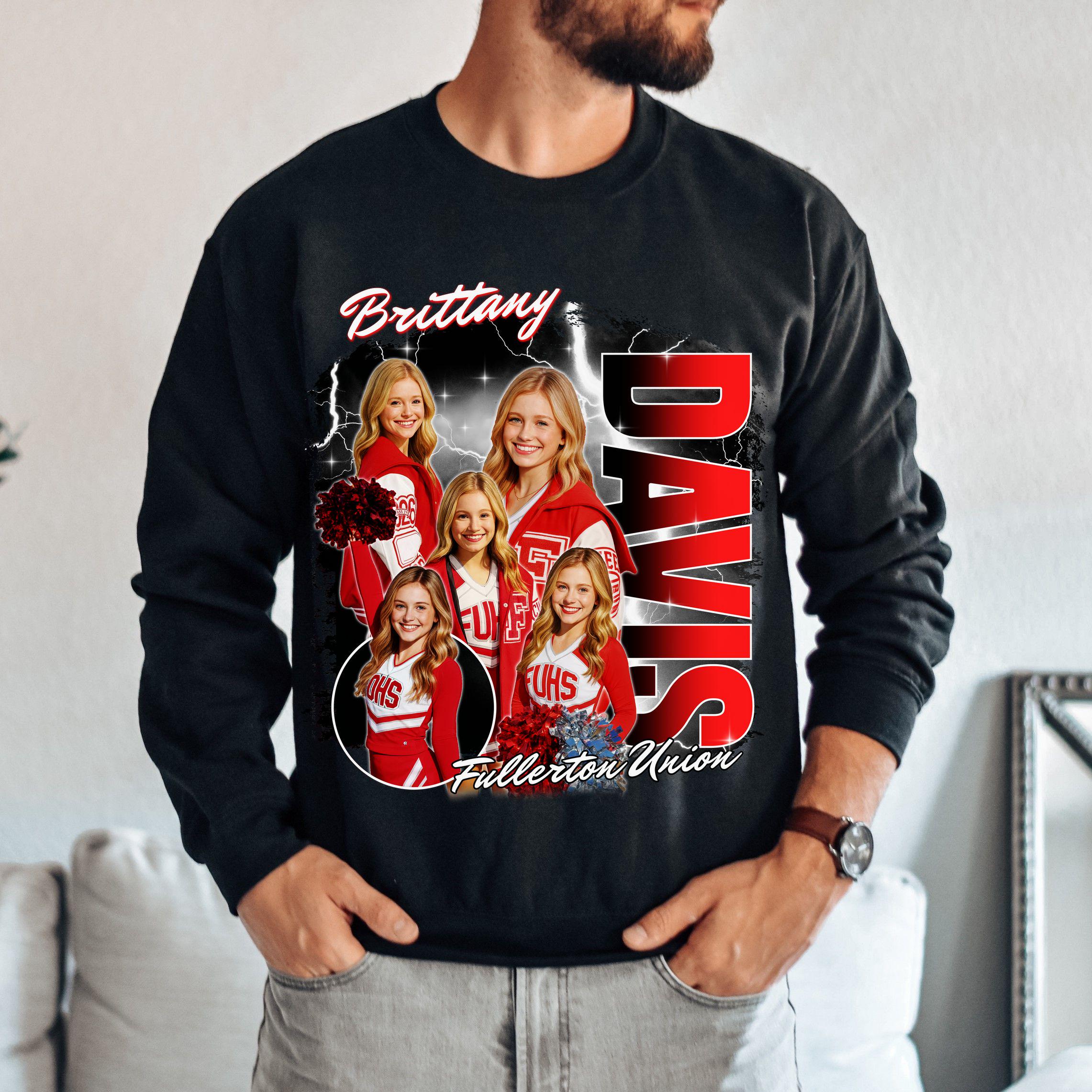 Custom Cheer Shirt PNG, Your Face Cheerleader Design, Game Day Cheer ...