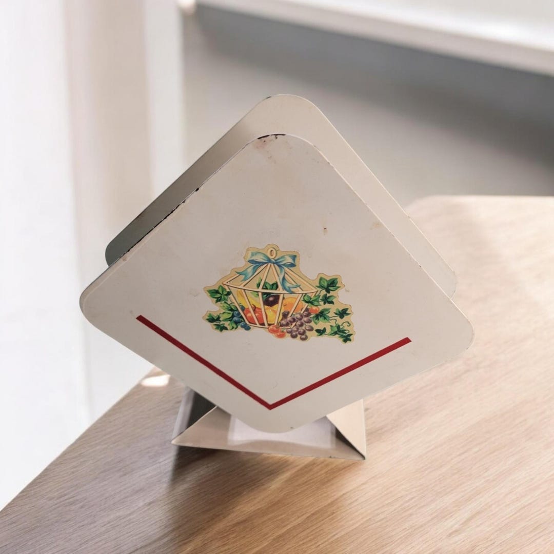 Vintage 1940s Fiestaware Go-along Metal Napkin Holder With Fruit Basket ...