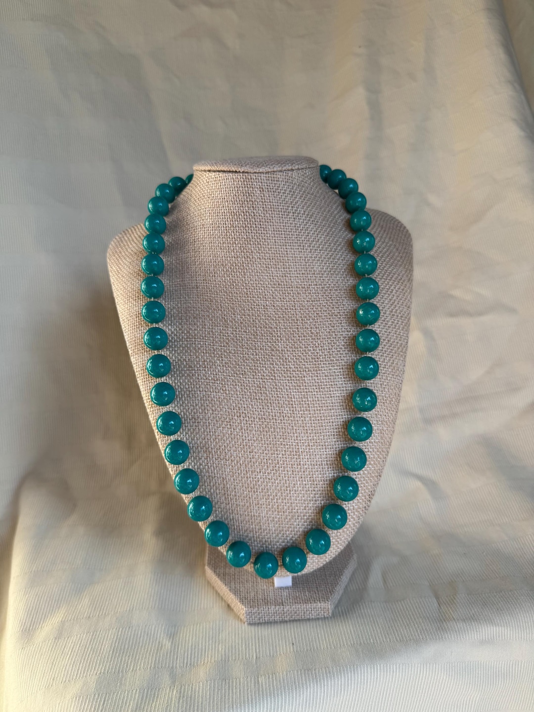 Vintage 1950s Deep Teal Opaque Lucite Bead Necklace 24” Thermosealed ...