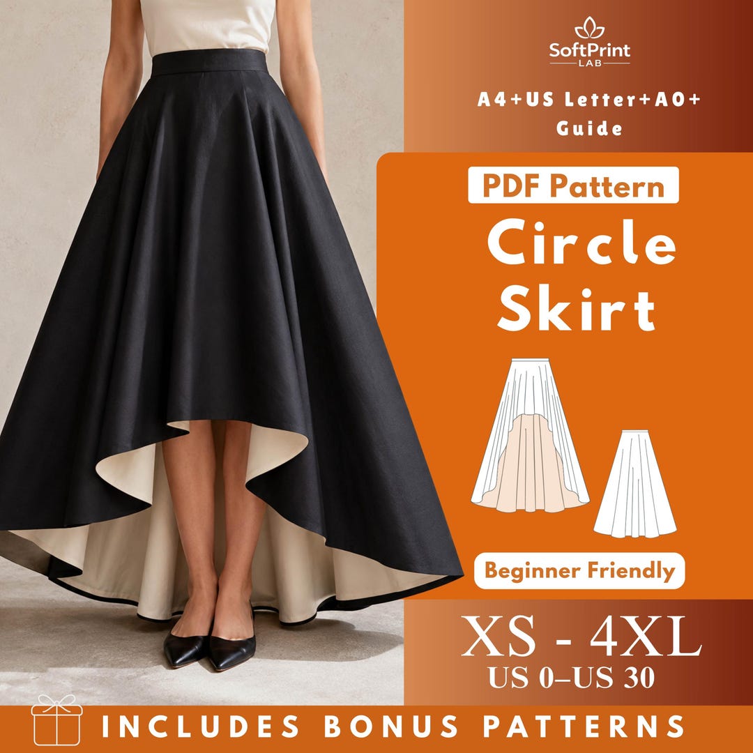 Hi Low Circle Skirt PDF, Fitted Waistband Sewing Pattern - Etsy