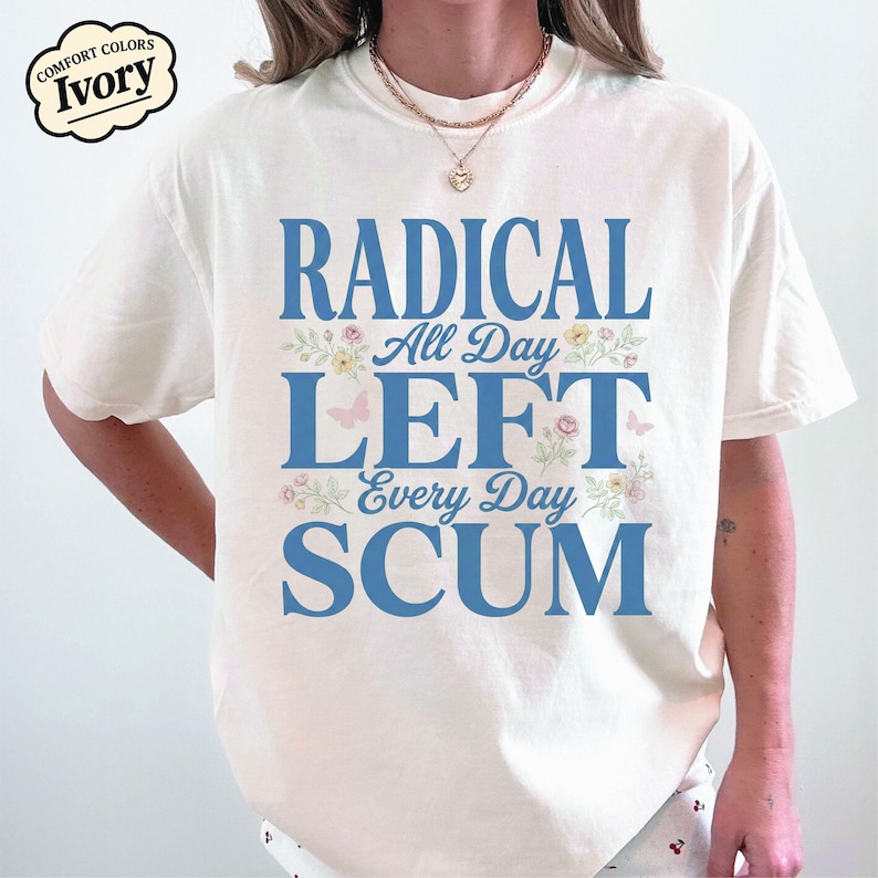Radical Left Floral Tee, Retro Botanical Butterfly Resistance Shirt ...