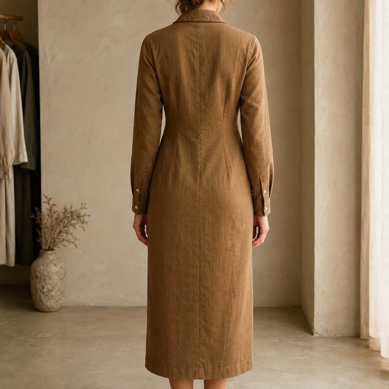 Utility Shirt Midi Dress Sewing Pattern PDF, Button Front Collared ...