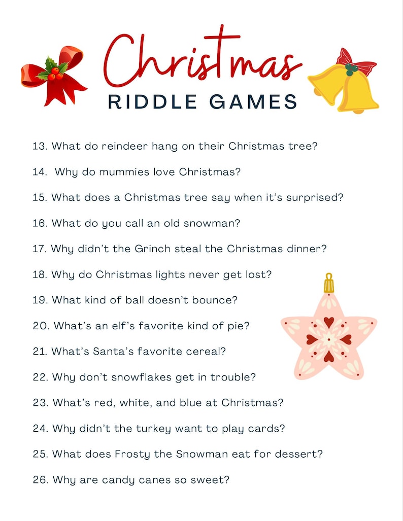 Festive Christmas Riddles Activity for Kids - Brainy Fun PDF for ...