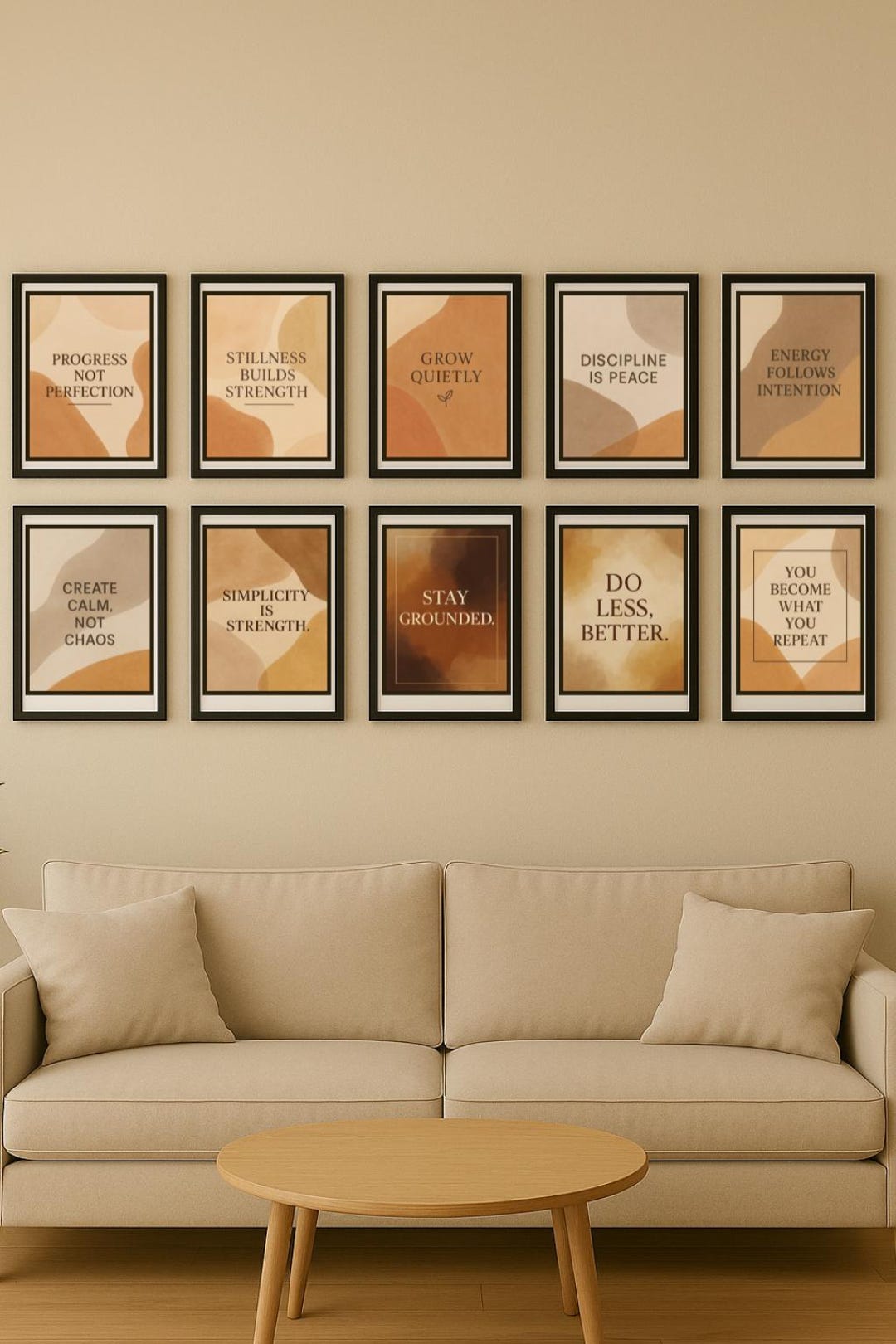 Minimalist Motivational Quote Prints Set, Earth Tone Gallery Wall ...