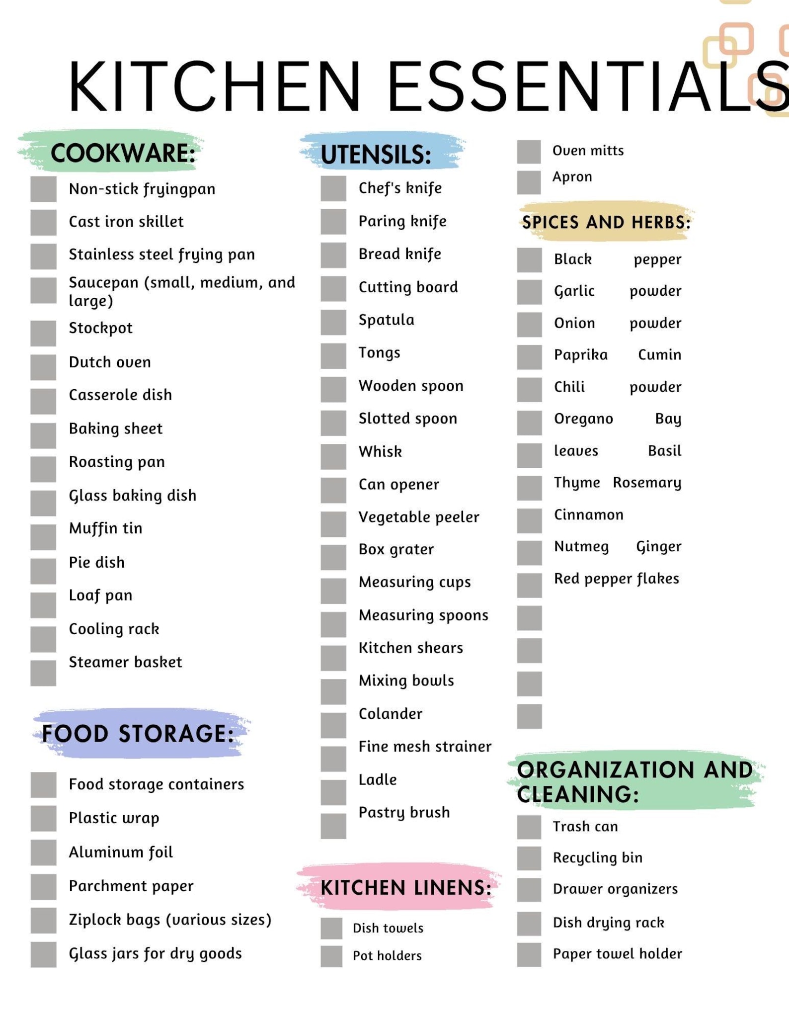 New Home Essentials Checklist Printable | Complete Moving in Guide for ...