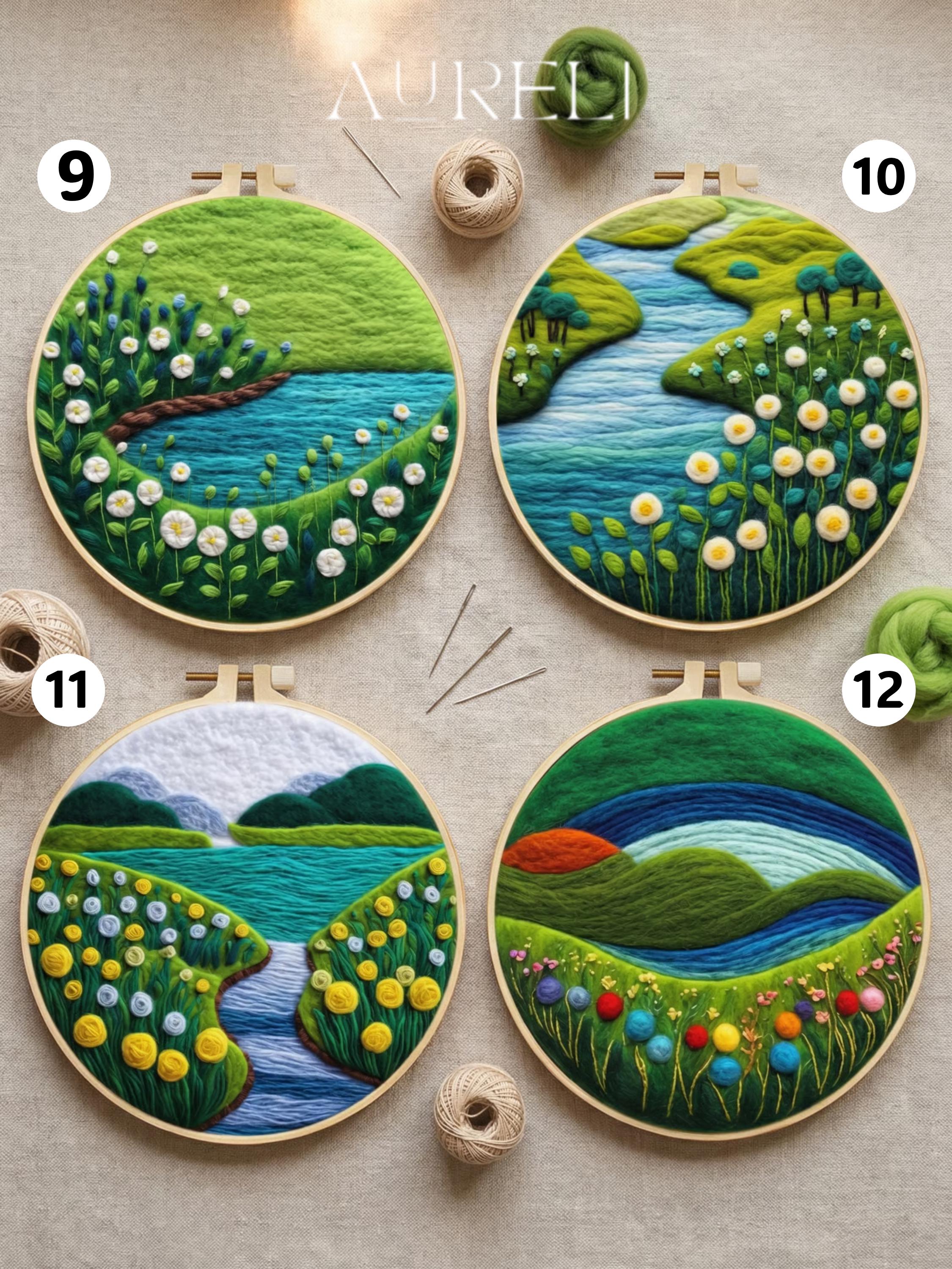 Green Landscape Needle Felting Kit | River Scenery Felting Kit | Home ...