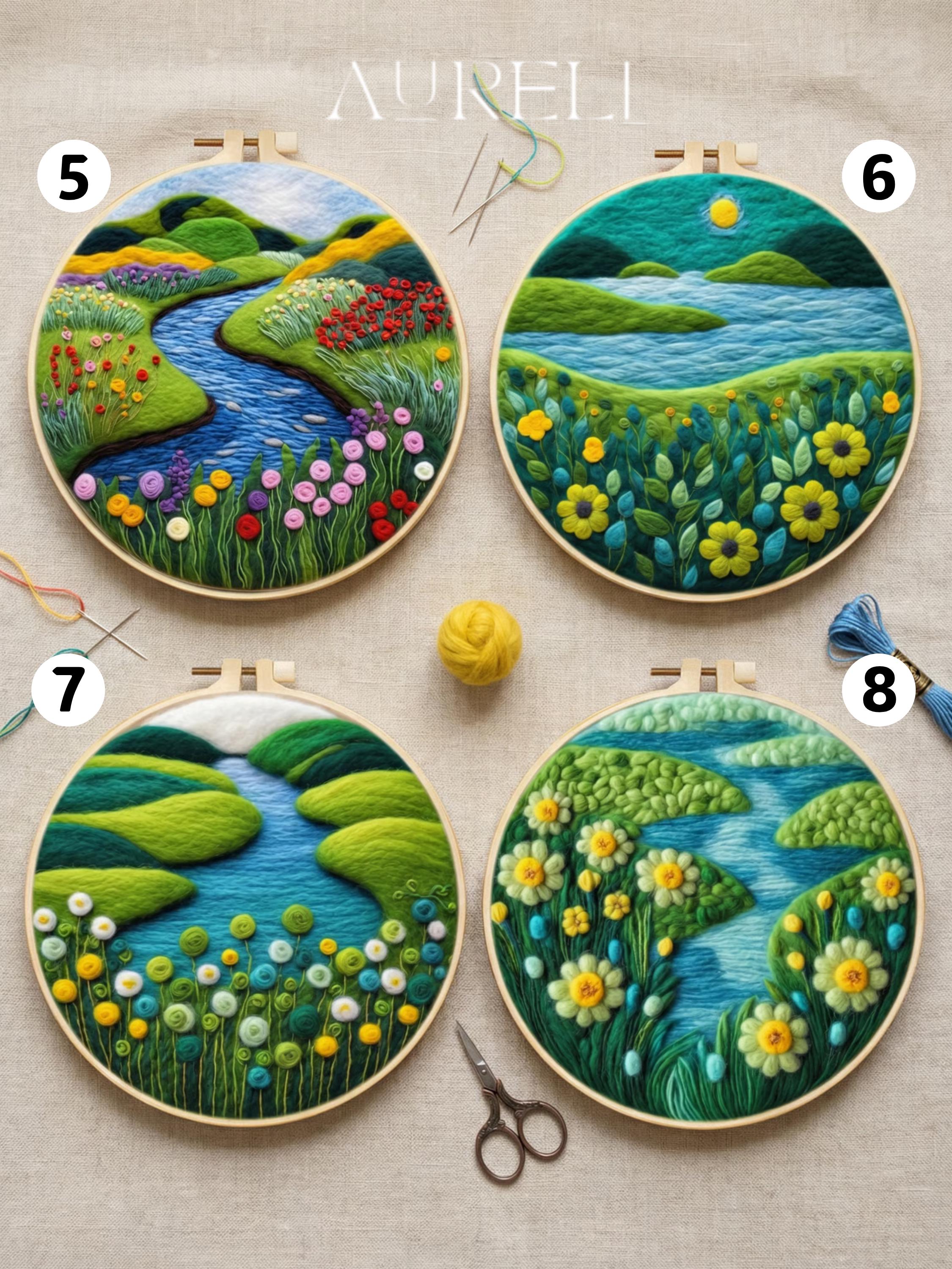 Green Landscape Needle Felting Kit | River Scenery Felting Kit | Home ...