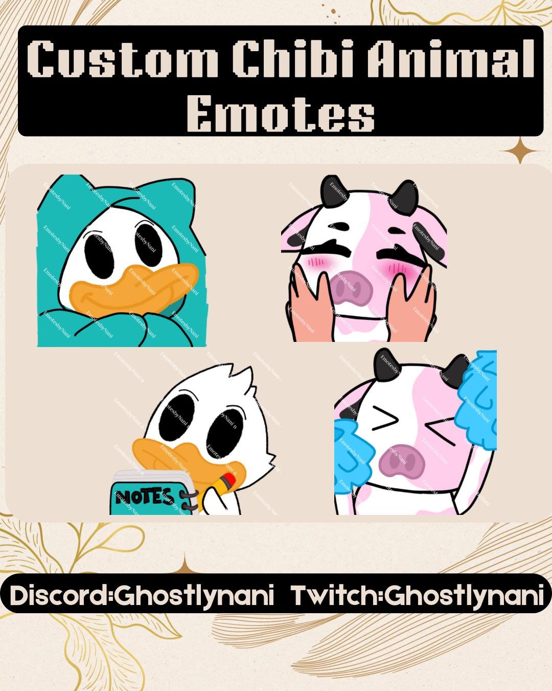 Customizable Chibi Animal Emotes - Etsy
