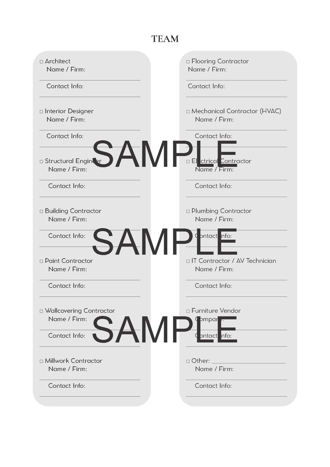 Project Team List | Fillable PDF - Etsy