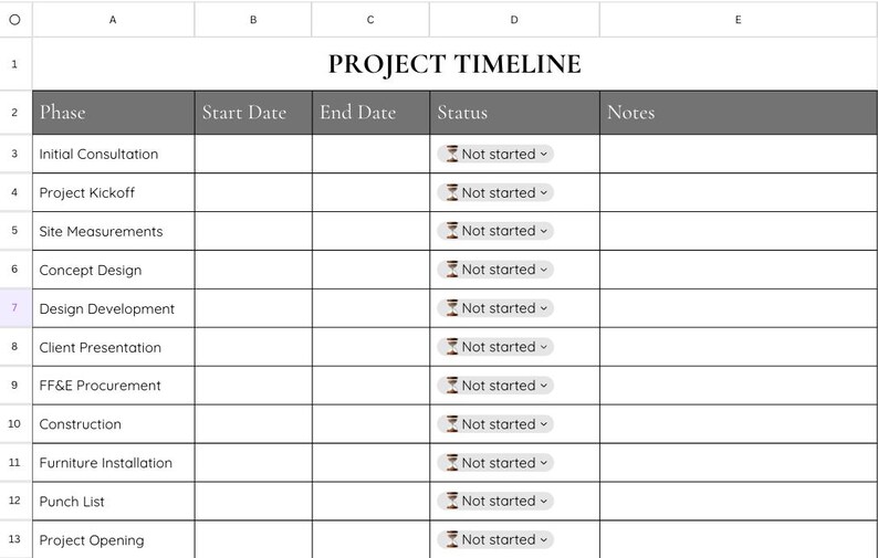 Interior Design Project Timeline Template | Editable Commercial Design ...
